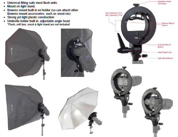 Glanz Flashgun Bracket S-Type Bowens Mount – Bay Park Photos